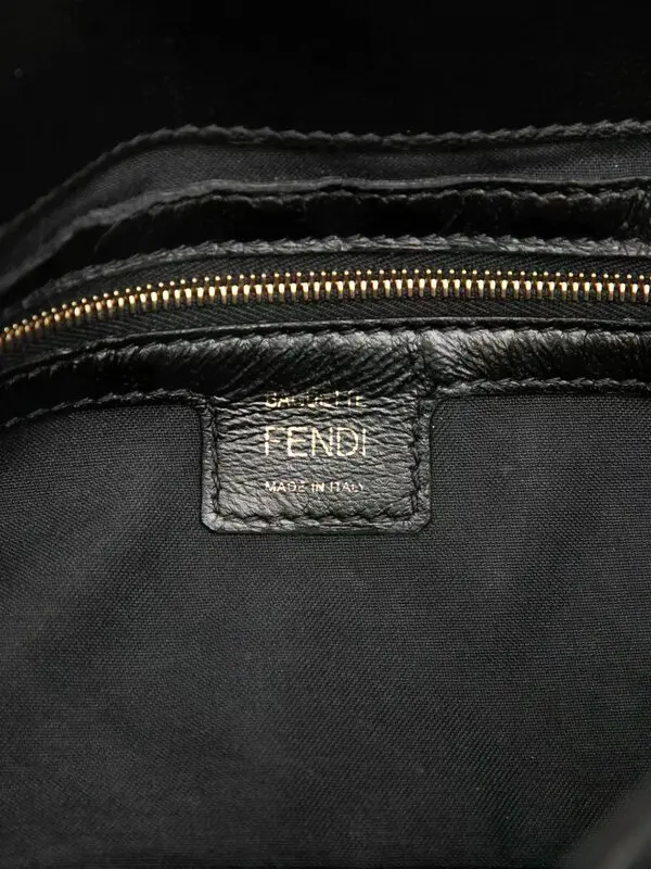 Fendi 2000-2010 Zucca Embossed Leather Baguette Satchel