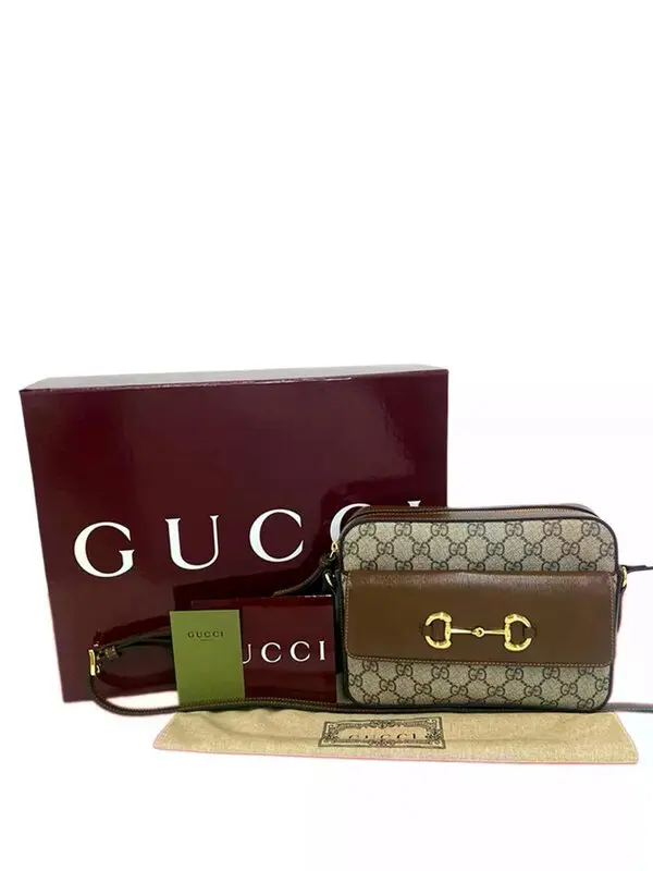 Gucci 2000-2015 Small Gg Supreme Horsebit 1955 Crossbody Bag - Neutrals