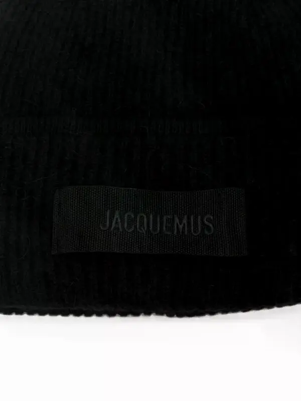 Jacquemus Logo-patch Ribbed Beanie Hat