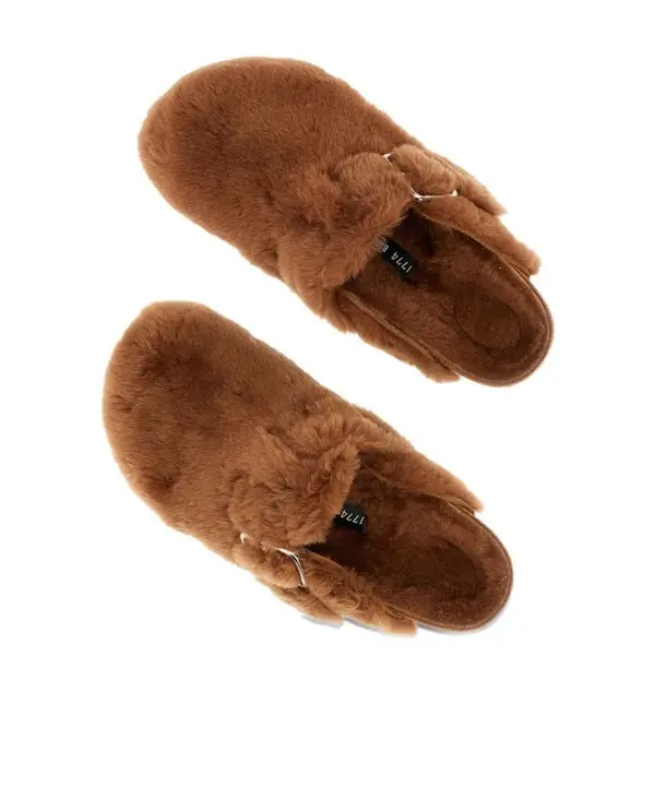 BIRKENSTOCK Boston Lamb Fur Flat Shoes