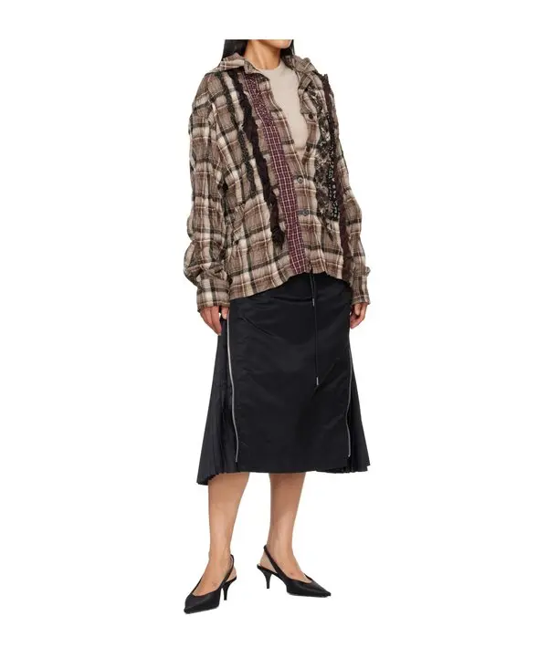 OPEN YY Plaid Ruffled Shirt