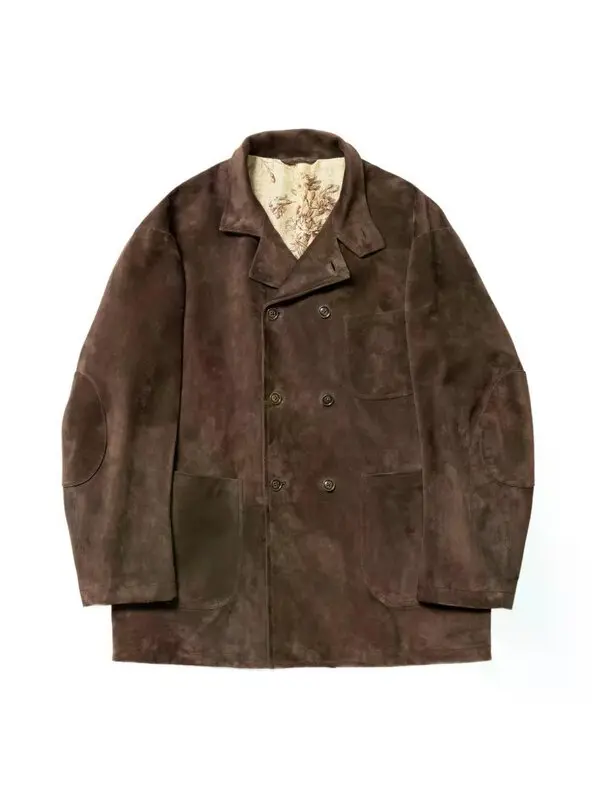 CALMLENCE Double-breasted Suede Jacket