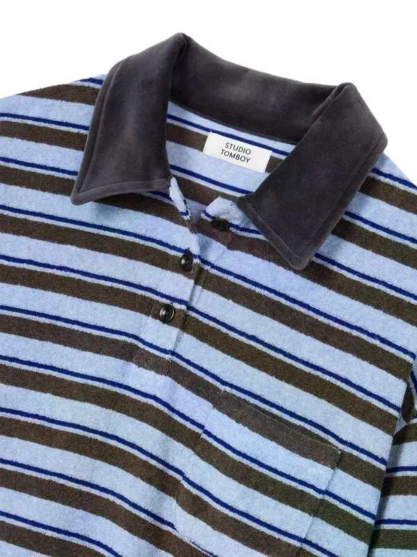STUDIO TOMBOY Striped Long-sleeve Polo Shirt
