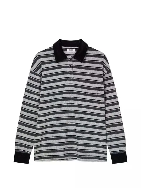STUDIO TOMBOY Striped Long-sleeve Polo Shirt