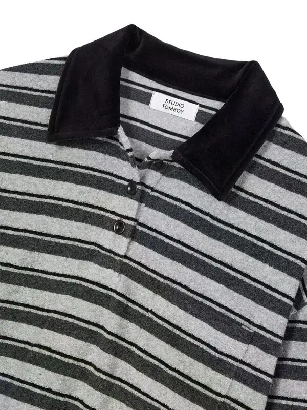 STUDIO TOMBOY Striped Long-sleeve Polo Shirt