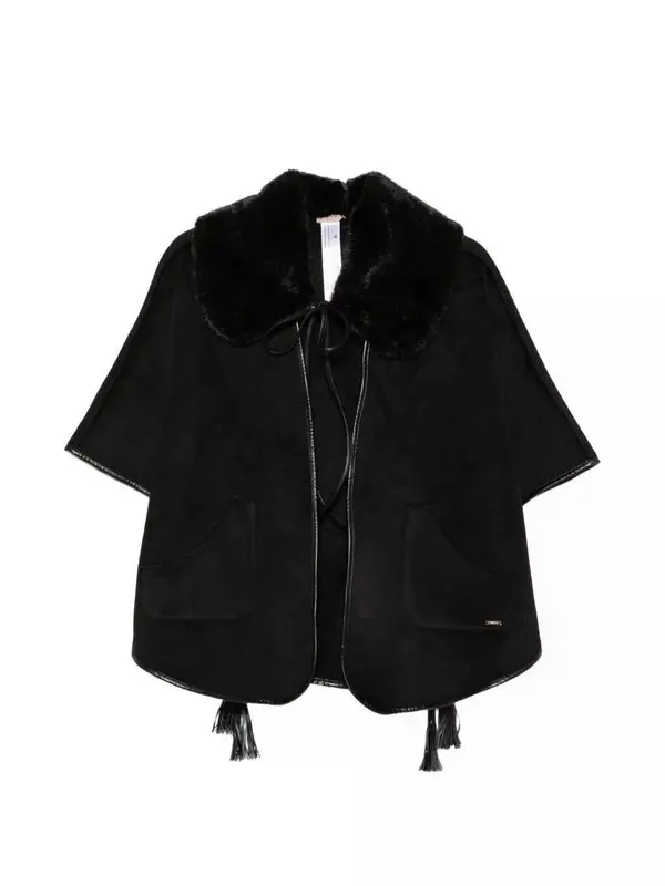 TWINSET Faux-fur Collar Tassel Cape