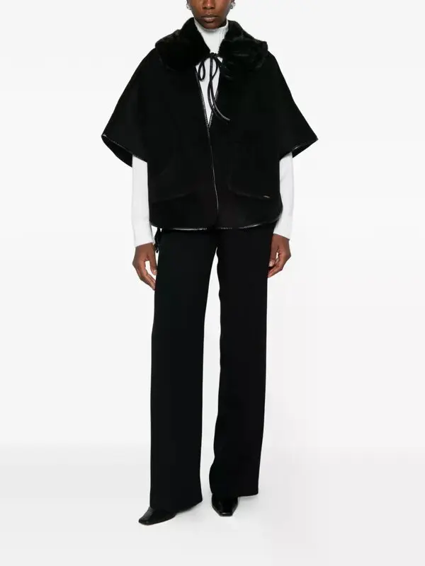 TWINSET Faux-fur Collar Tassel Cape