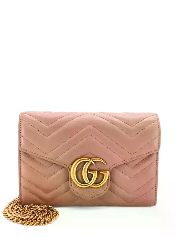 Gucci Gg Marmont Chain Wallet Matelasse Leather Mini Crossbody Bag - Neutrals
