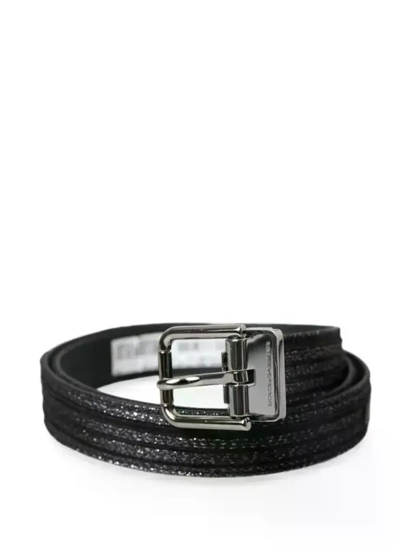 Dolce & Gabbana Glitter-finish Leather Belt - Black