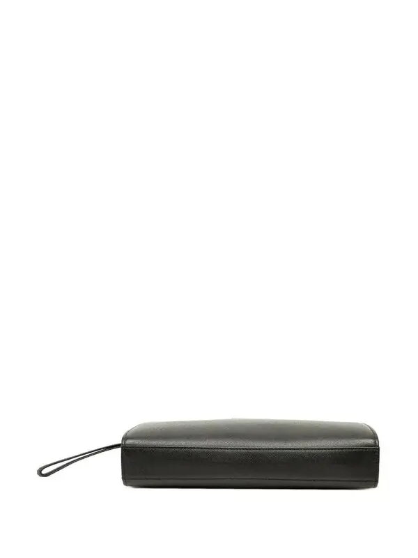 Burberry 2000-2017 Check Embossed Leather Trimmed Clutch Bag