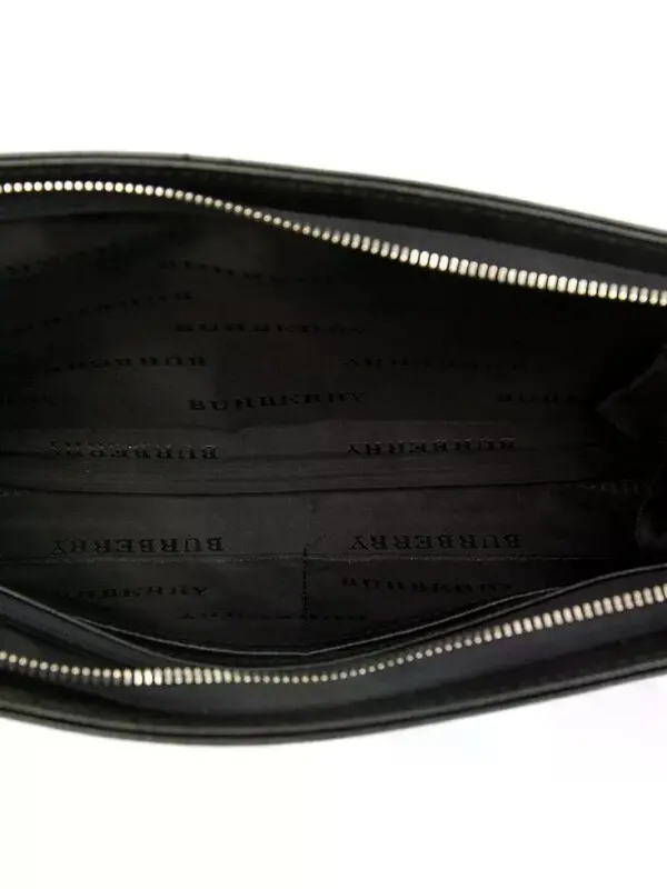 Burberry 2000-2017 Check Embossed Leather Trimmed Clutch Bag