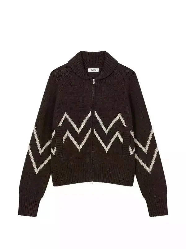 STUDIO TOMBOY Zigzag-knit Zip-up Cardigan