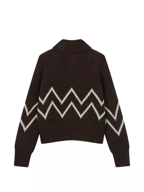 STUDIO TOMBOY Zigzag-knit Zip-up Cardigan