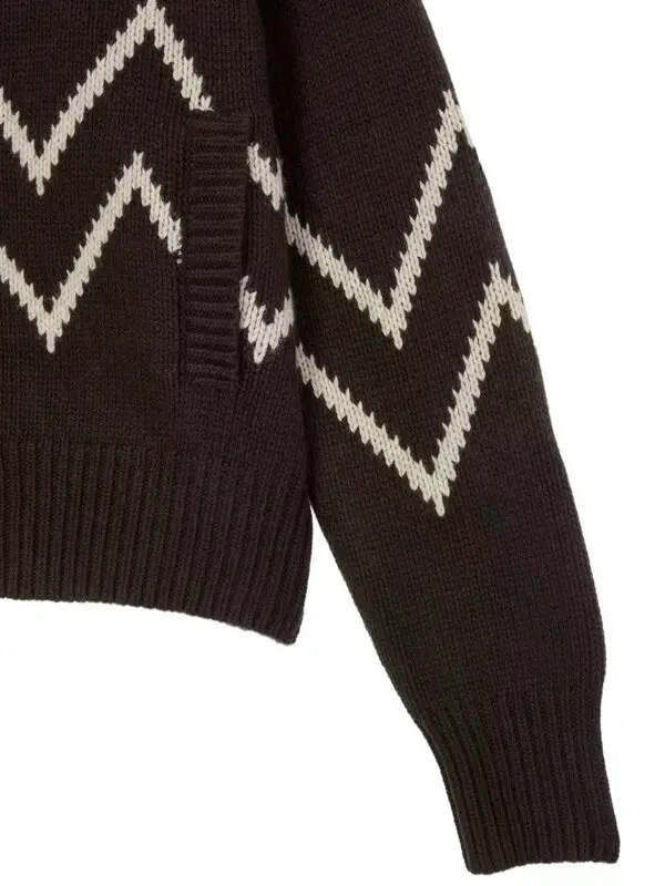STUDIO TOMBOY Zigzag-knit Zip-up Cardigan