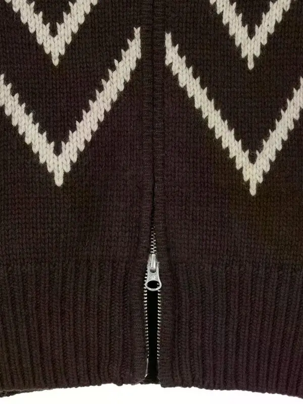 STUDIO TOMBOY Zigzag-knit Zip-up Cardigan