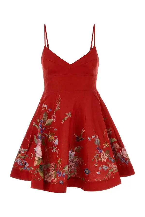 Zimmermann Linen Patience Mini Dress - Red