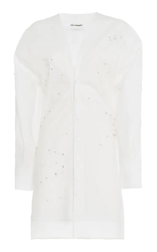 DES_PHEMMES Embroidered Poplin Shirt Mini Dress