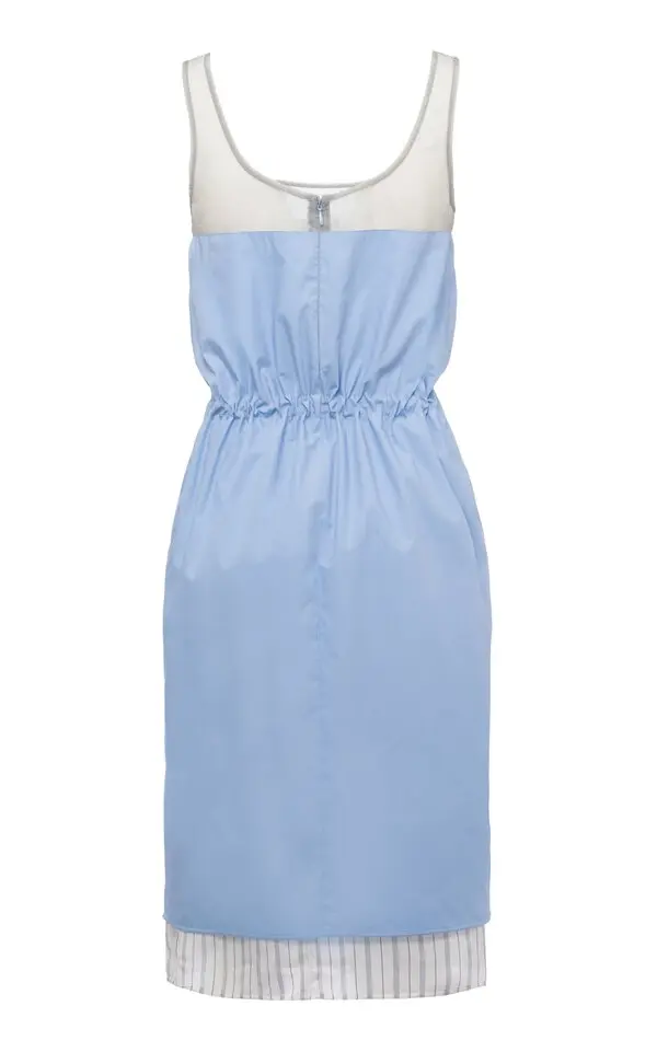 DES_PHEMMES Balloon Cotton-blend Mini Dress - Light Blue