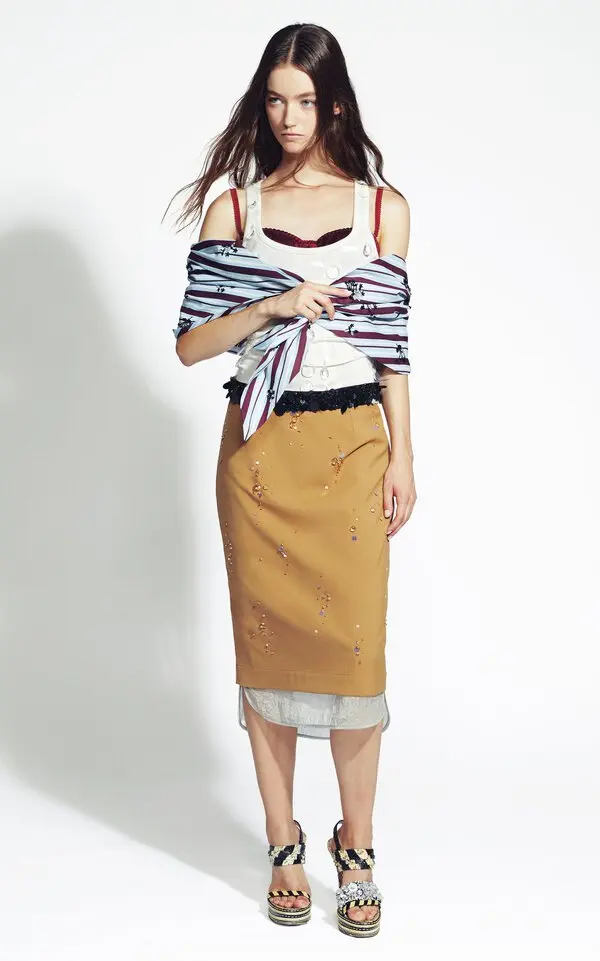 DES_PHEMMES Embellished Twill Midi Skirt