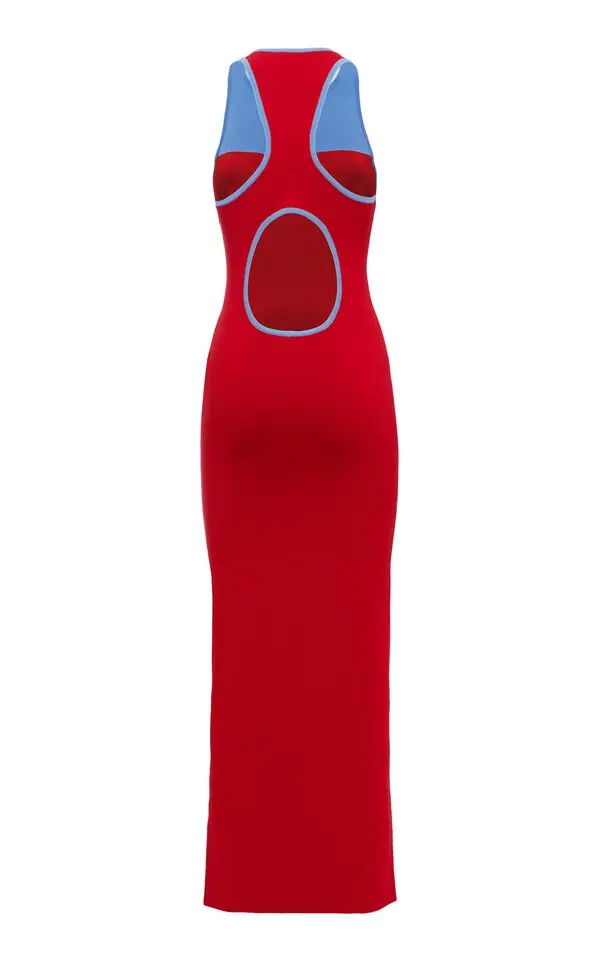 DES_PHEMMES Embroidered Knit Maxi Dress