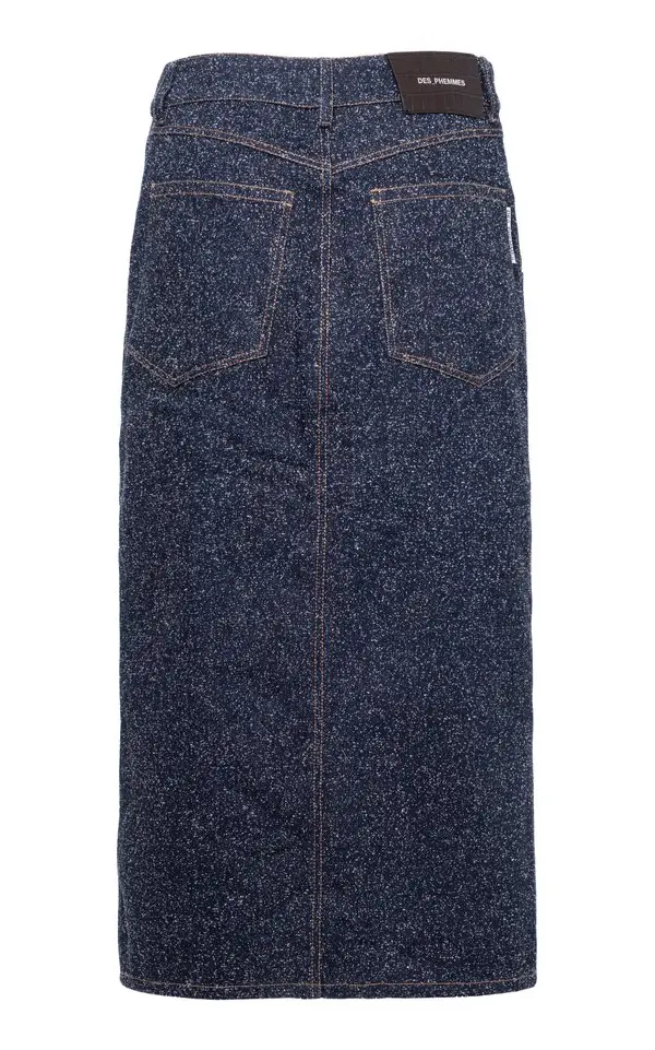 DES_PHEMMES Pencil Cotton-blend Midi Skirt - Navy