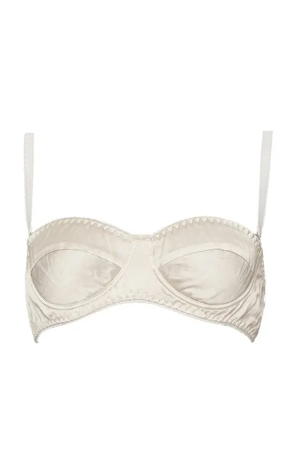 DES_PHEMMES Balconette Satin Bra - White