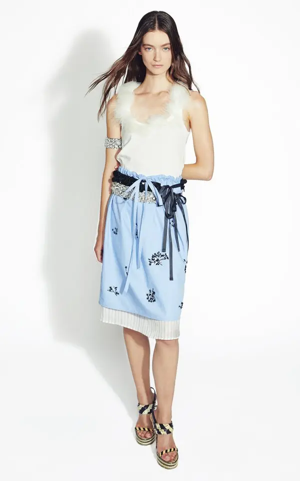 DES_PHEMMES Embellished Cotton Knee-length Skirt - Light Blue