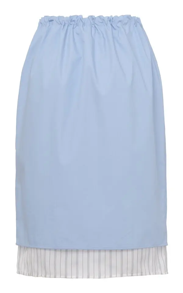 DES_PHEMMES Embellished Cotton Knee-length Skirt - Light Blue