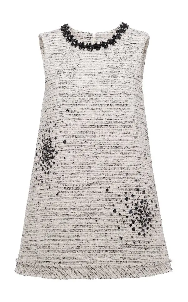 DES_PHEMMES Embellished Cotton-blend Mini Dress