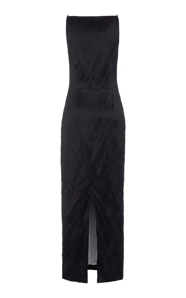 DES_PHEMMES Boat-neck Satin Maxi Dress