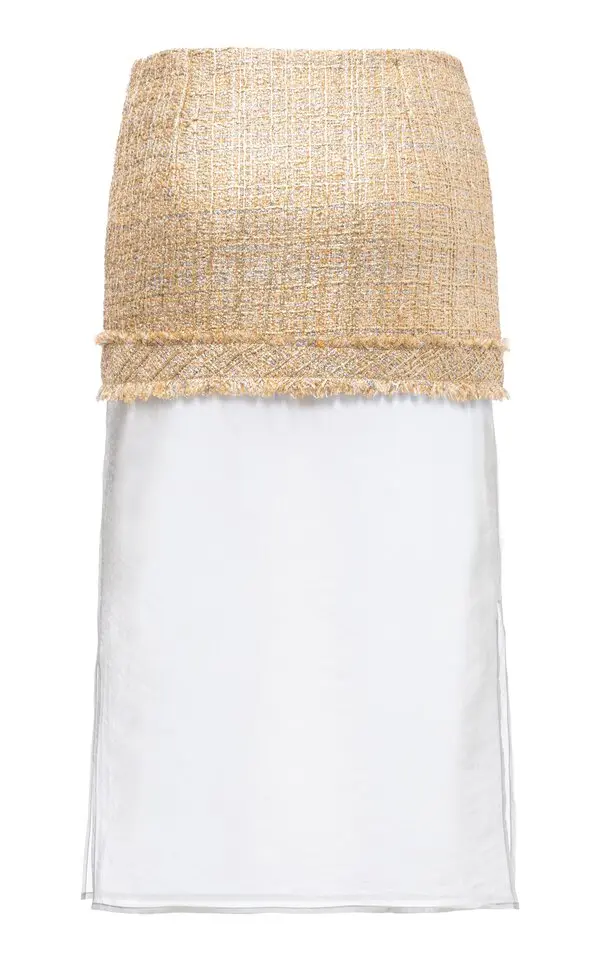 DES_PHEMMES Layered Tweed Midi Skirt