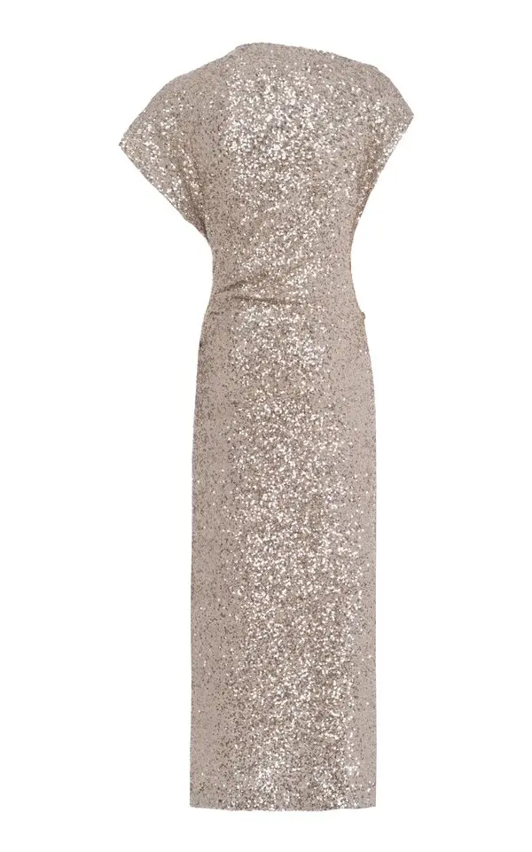 DES_PHEMMES Asymmetrical Embellished Maxi Dress