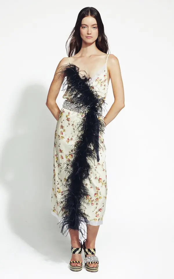 DES_PHEMMES Wrap Feathered Midi Dress