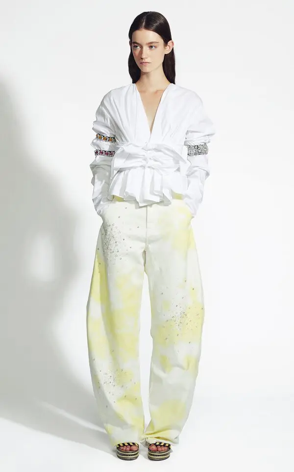 DES_PHEMMES Tie-dye Stretch-cotton Barrel-leg Pants