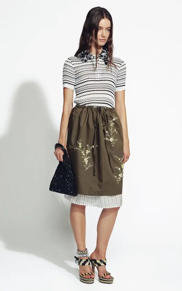 DES_PHEMMES Embellished Ribbed Knit Polo Shirt