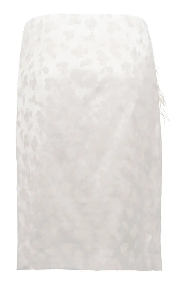 DES_PHEMMES Slit Jacquard Midi Skirt - White