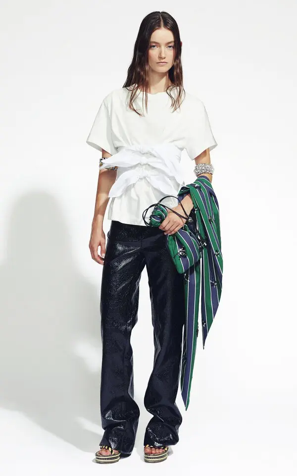 DES_PHEMMES Low-rise Faux Leather Straight-leg Pants