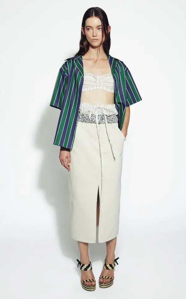DES_PHEMMES Hawaiian Striped Poplin Shirt
