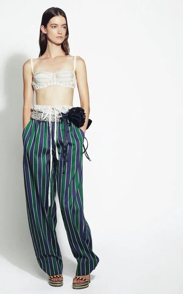 DES_PHEMMES Striped Satin Wide-leg Pants