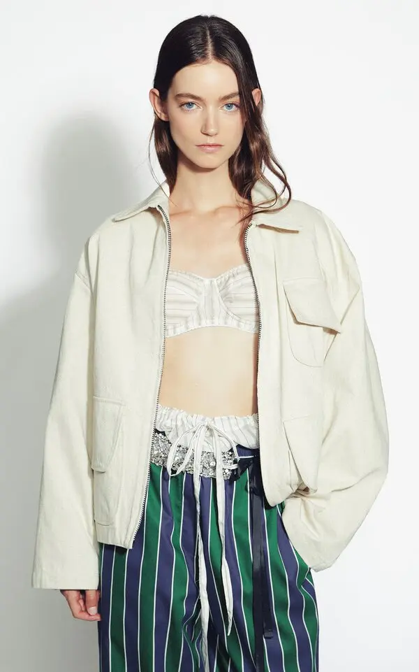 DES_PHEMMES Striped Satin Wide-leg Pants