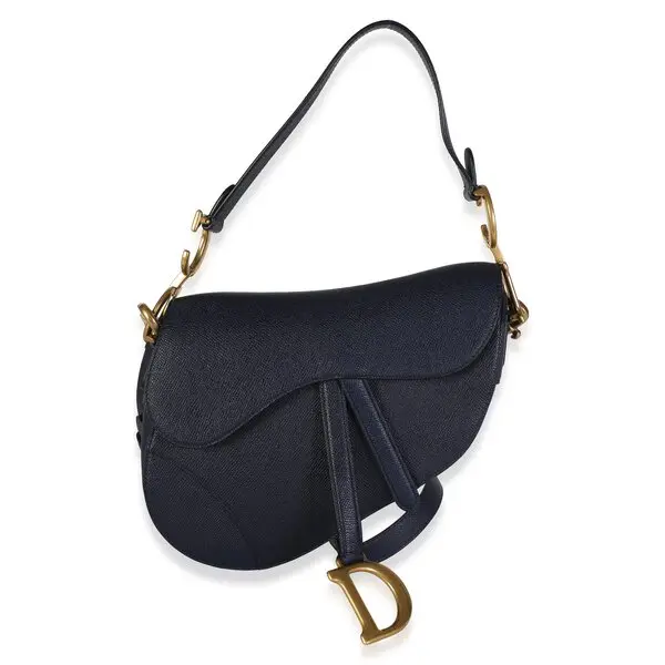 Dior Deep Ocean Grained Calfskin Saddle Bag - Blue