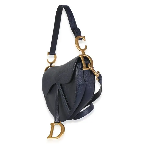 Dior Deep Ocean Grained Calfskin Saddle Bag - Blue