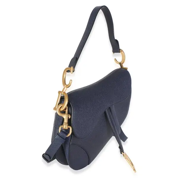 Dior Deep Ocean Grained Calfskin Saddle Bag - Blue