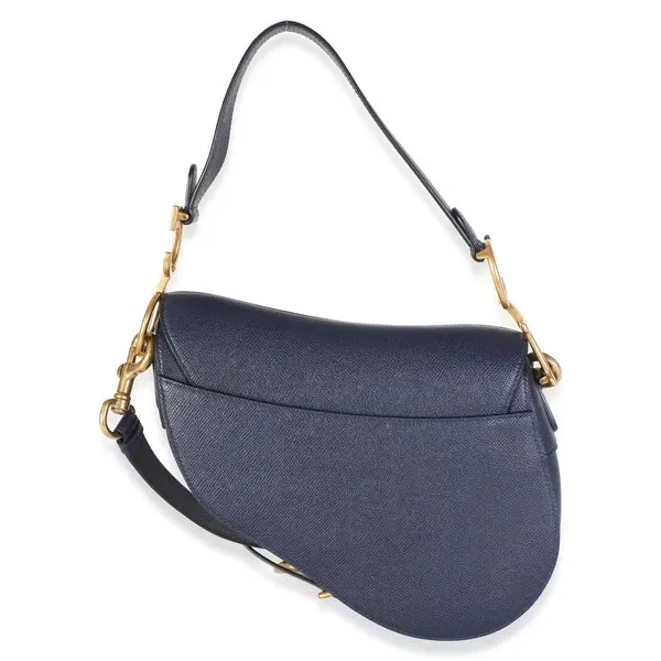 Dior Deep Ocean Grained Calfskin Saddle Bag - Blue