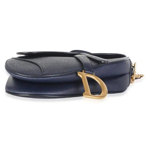 Dior Deep Ocean Grained Calfskin Saddle Bag - Blue