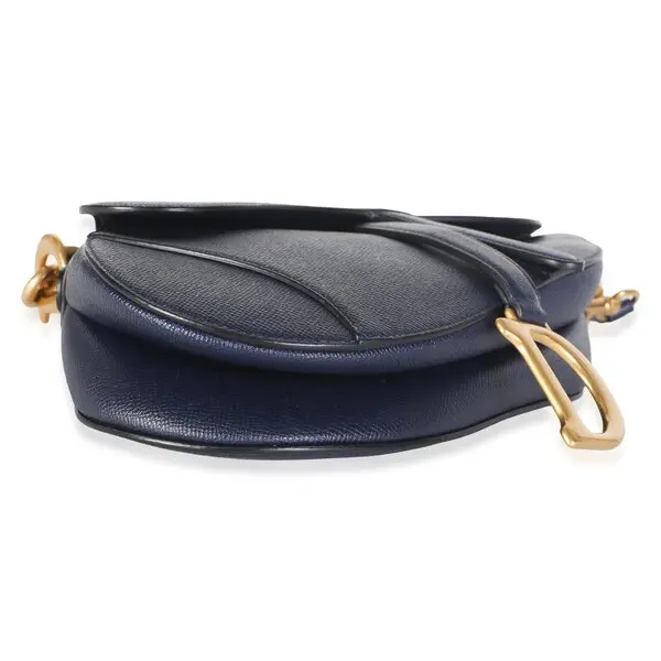 Dior Deep Ocean Grained Calfskin Saddle Bag - Blue
