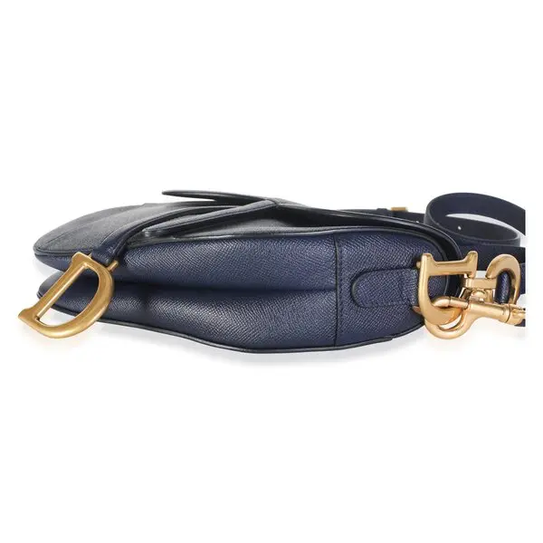Dior Deep Ocean Grained Calfskin Saddle Bag - Blue