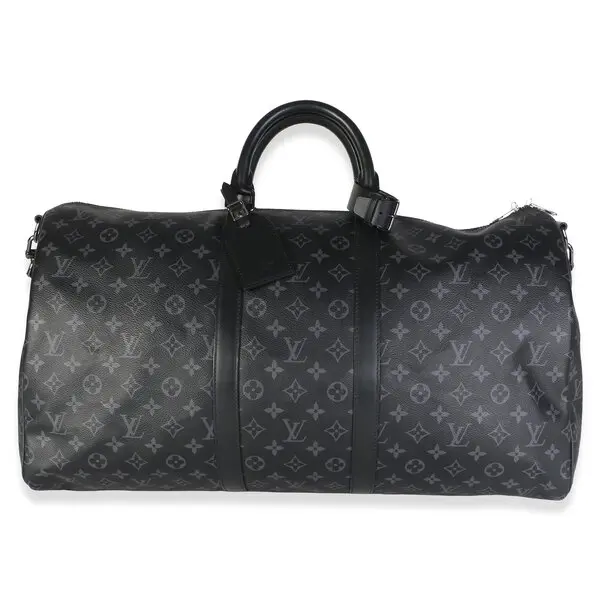 LOUIS VUITTON Monogram Eclipse Canvas Keepall Bandouliere 55 - Black