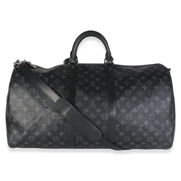 LOUIS VUITTON Monogram Eclipse Canvas Keepall Bandouliere 55