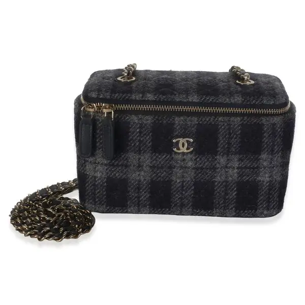 Chanel Multicolor Tweed Vanity Case With Chain